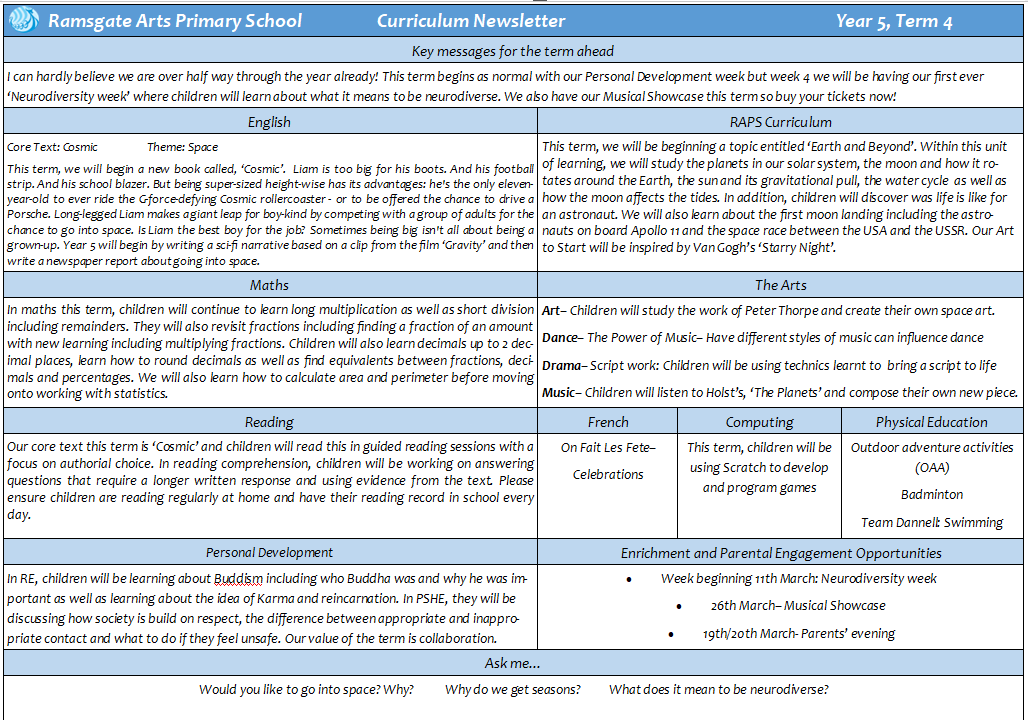 Ramsgate Arts Primary School - Team Pressley (Yr 5)